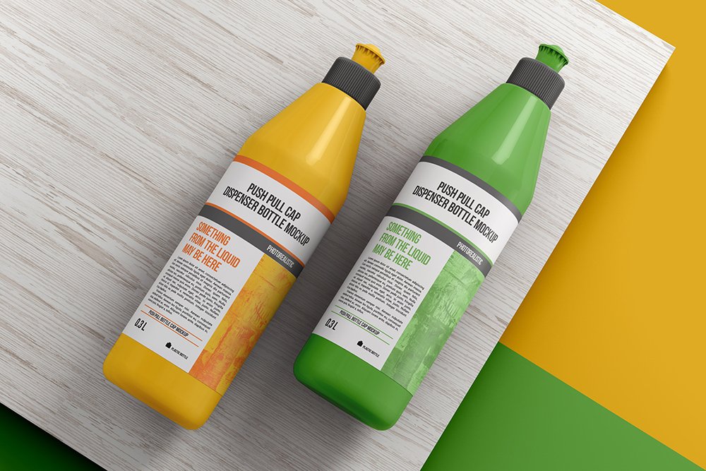 Push Pull Cap Dispenser Bottle Mockup (535543) | Branding | Design Bundles