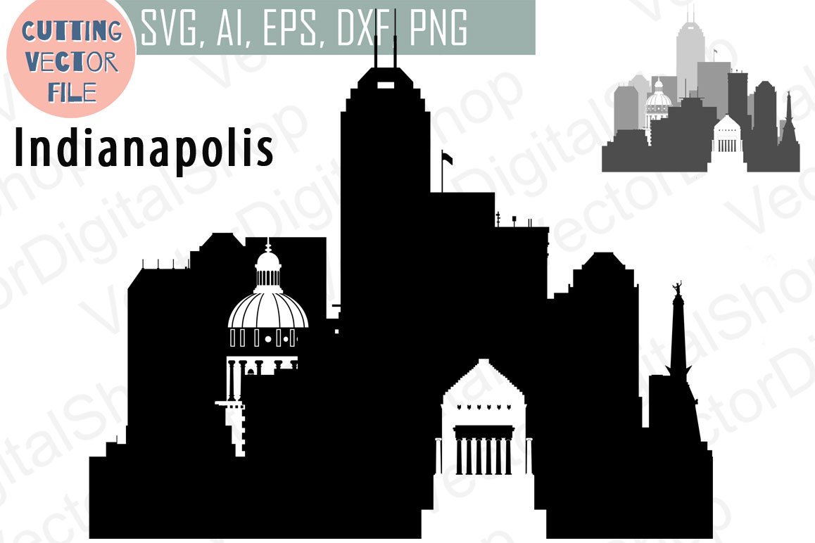 Indianapolis Vector, Indiana Skyline USA city, SVG, JPG, PNG, DWG, CDR ...