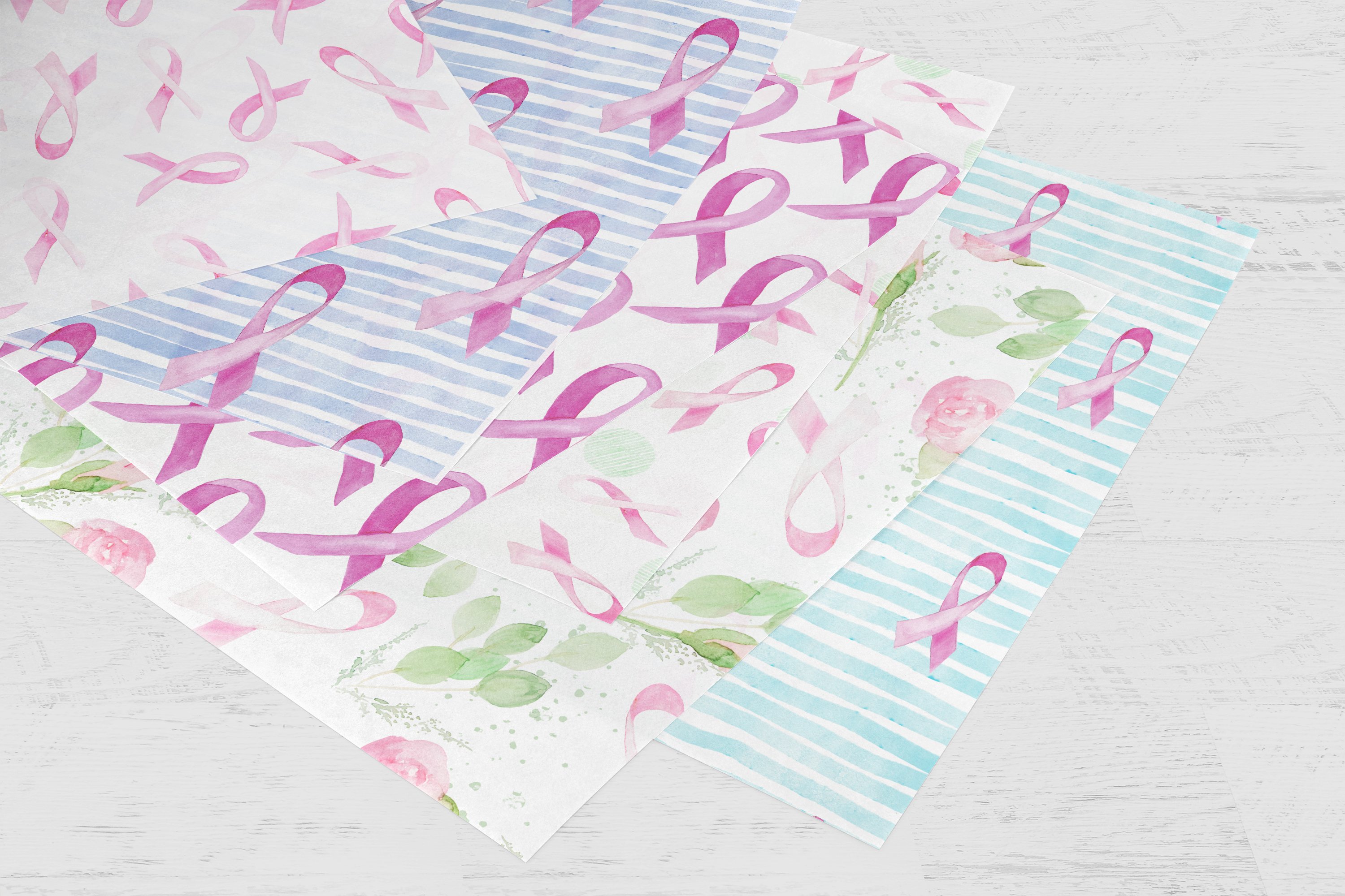 Pink Ribbon Digital Patterns Breast Cancer Awareness Papers (277425 ...