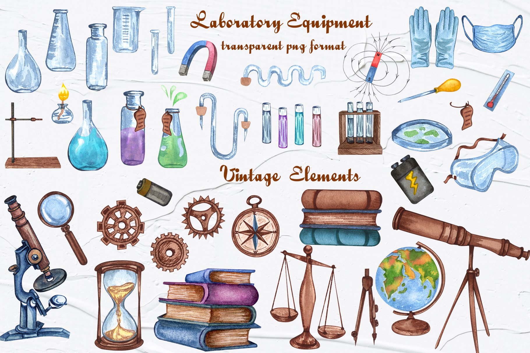 Science Watercolor Clip Art (846331) | Illustrations | Design Bundles