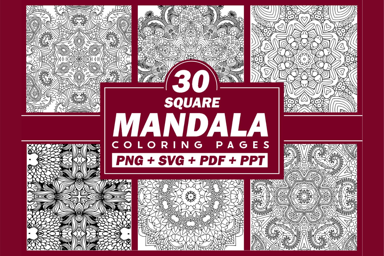 30 Square Mandala Coloring Pages | SVG Mandala Pattern (919937 ...