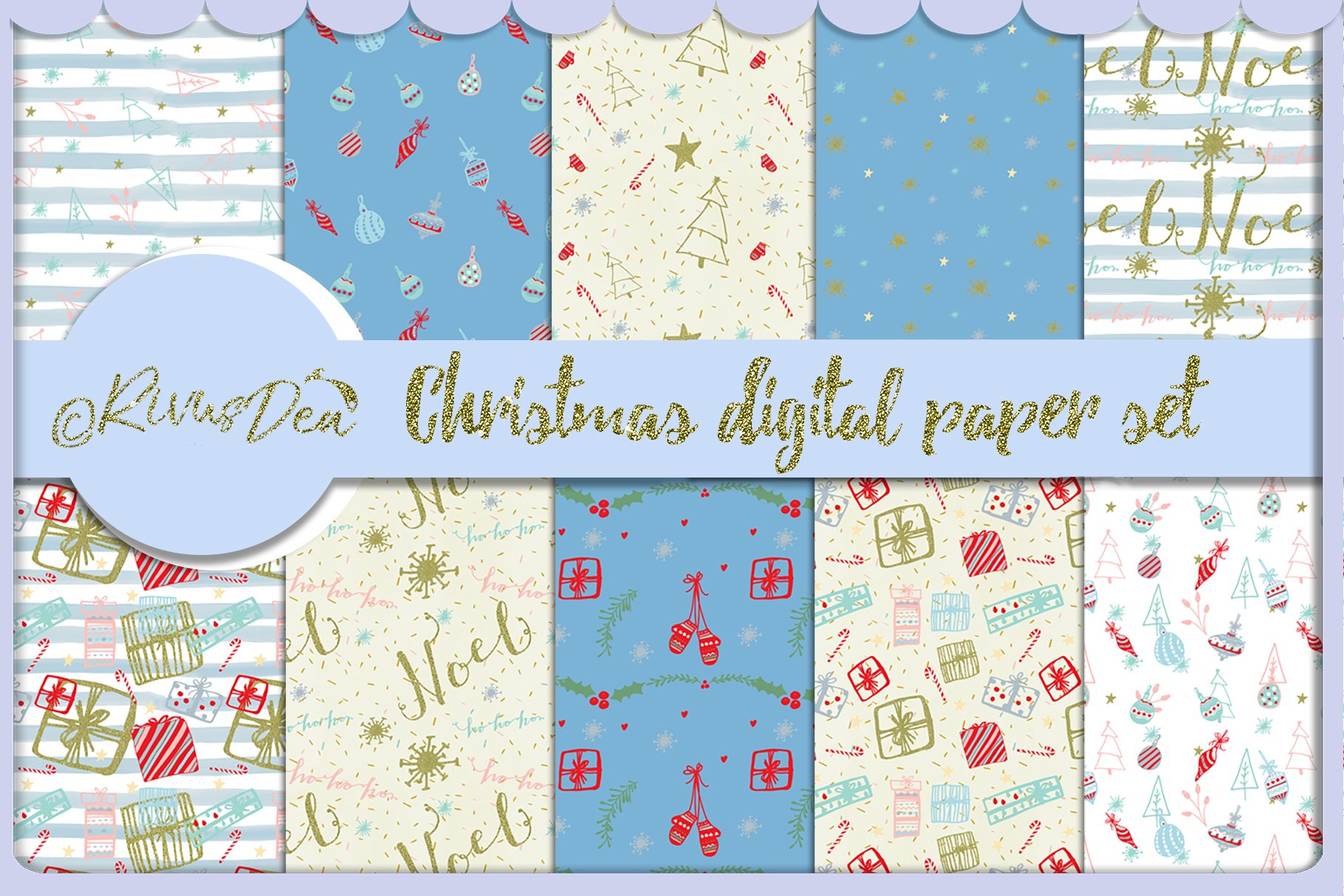 10 Christmas Paper Digital Scrapbook set Seamless digital pa (159849 ...