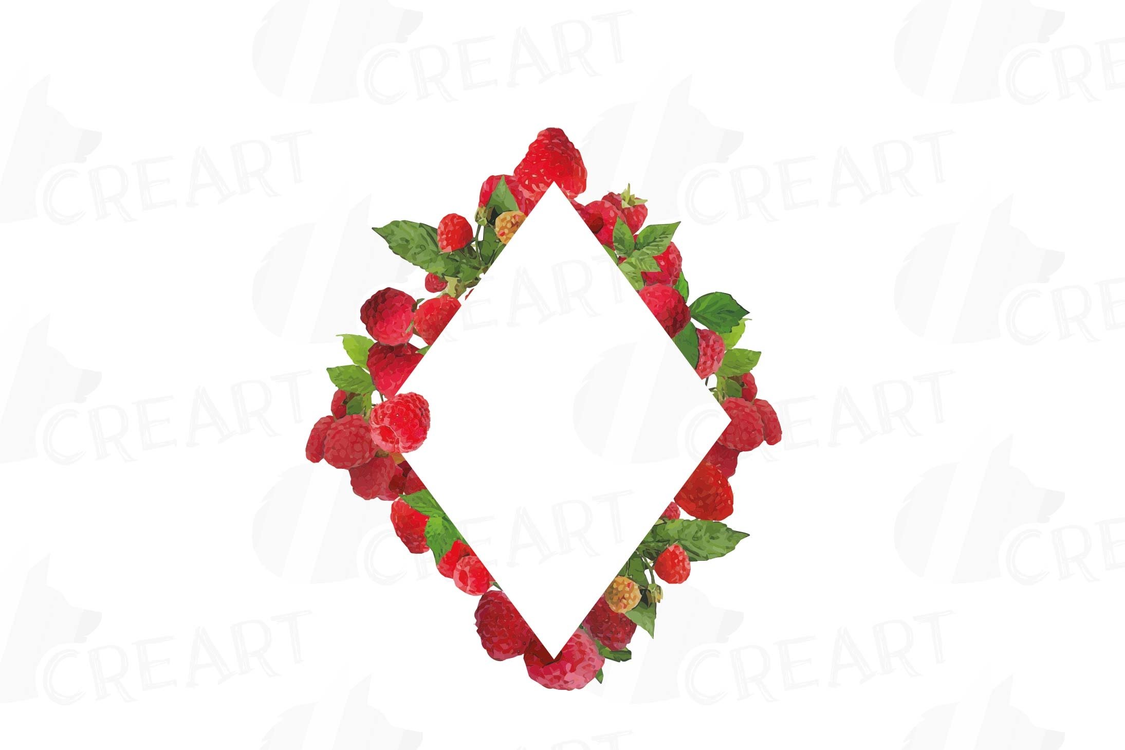 Raspberry frames watercolor clip art pack, Raspberry fruit (114031 ...