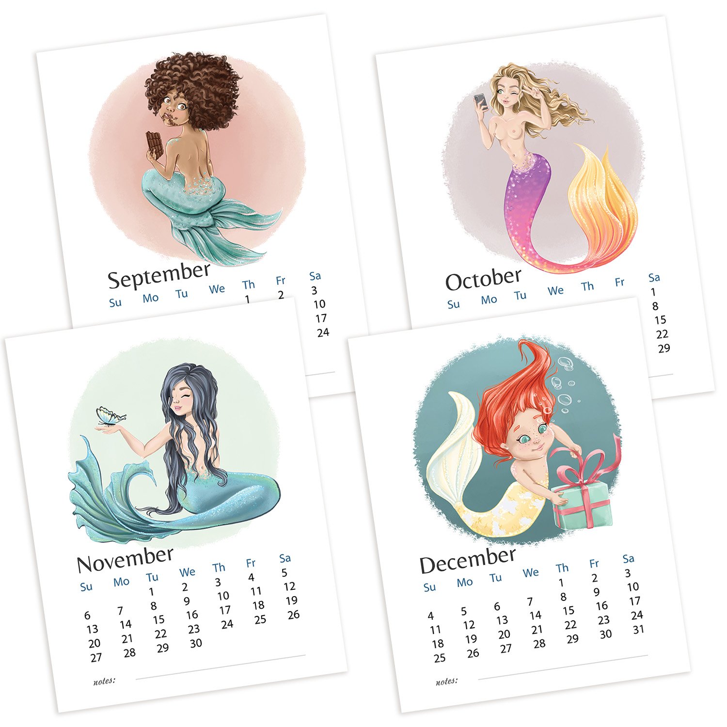 Free Printable Little Mermaid Calendar For 2020 Planner