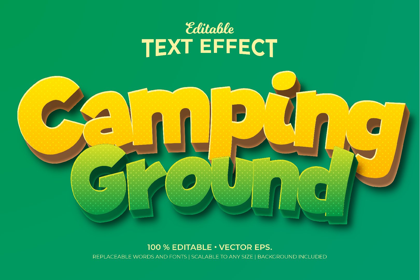 Camping Ground, Text Effects, 3d Editable Text Style