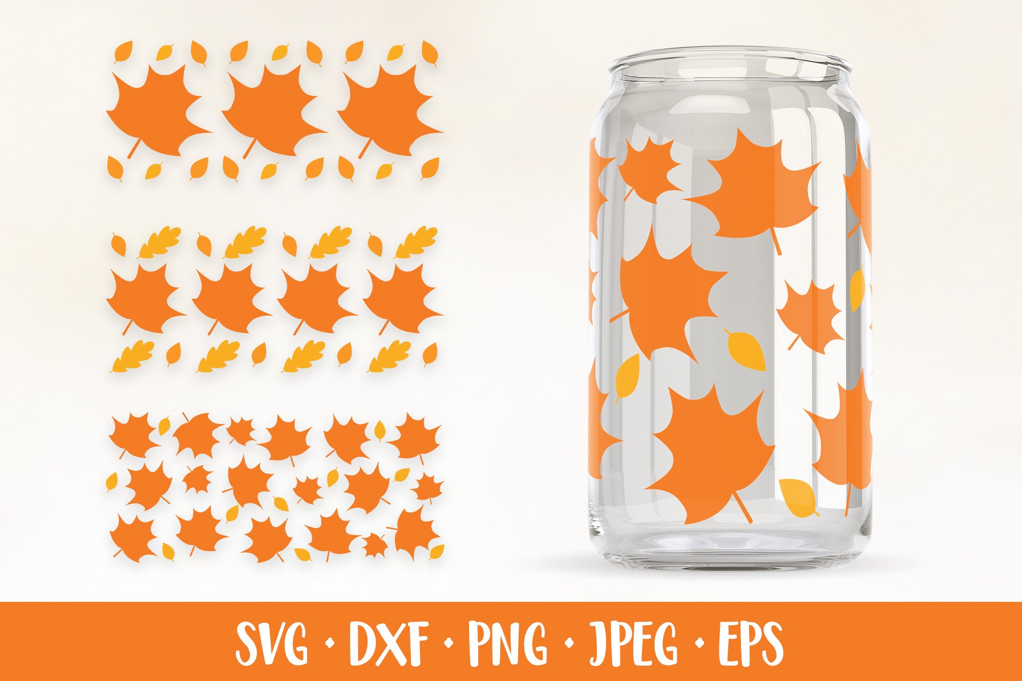 Maple Leaves Can Glass Wrap SVG. Autumn Glass Can 3 Designs (2169405 ...