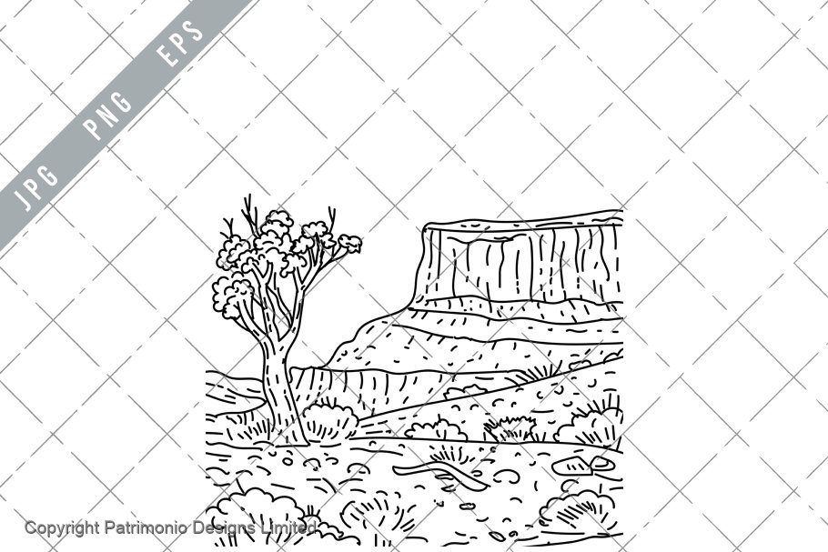 Plateau Black And White Drawing