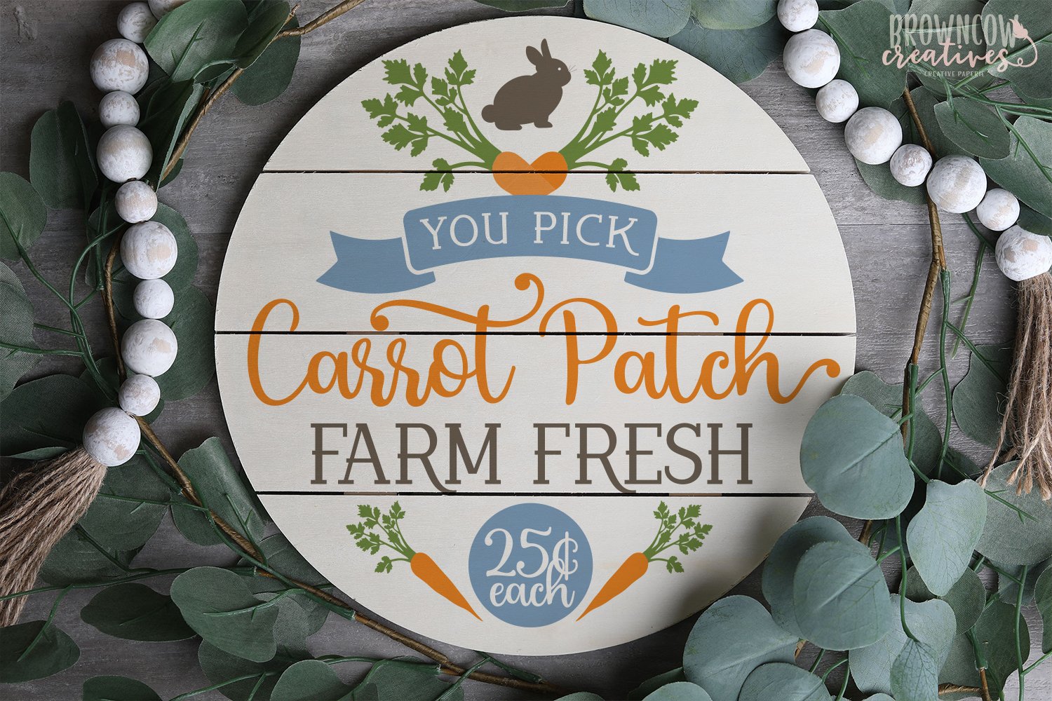 Carrot Farm Farmhouse Easter Round Sign SVG