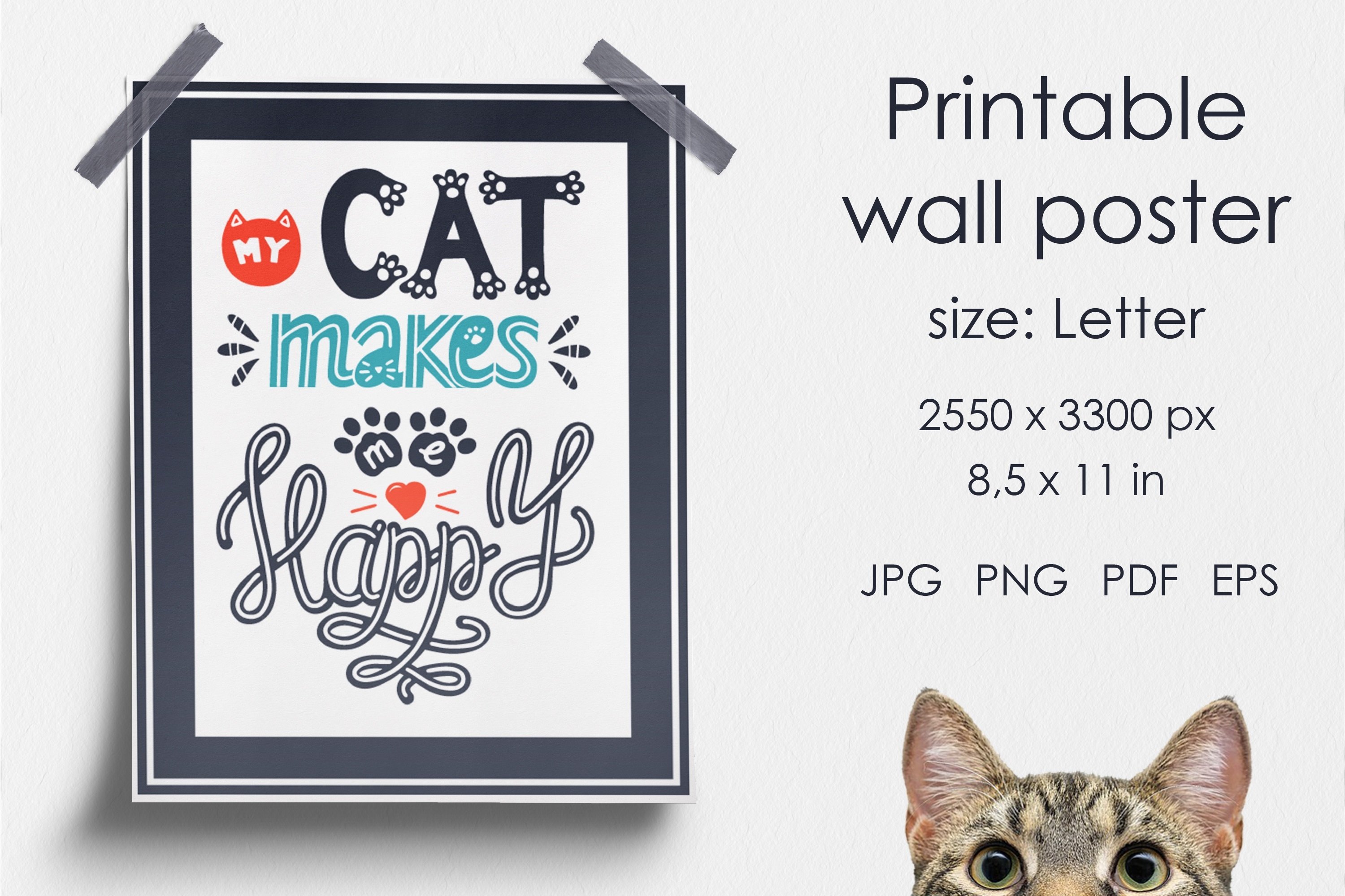 Hand lettering Poster about cats. Editable vector, JPG, PNG (1370202 ...