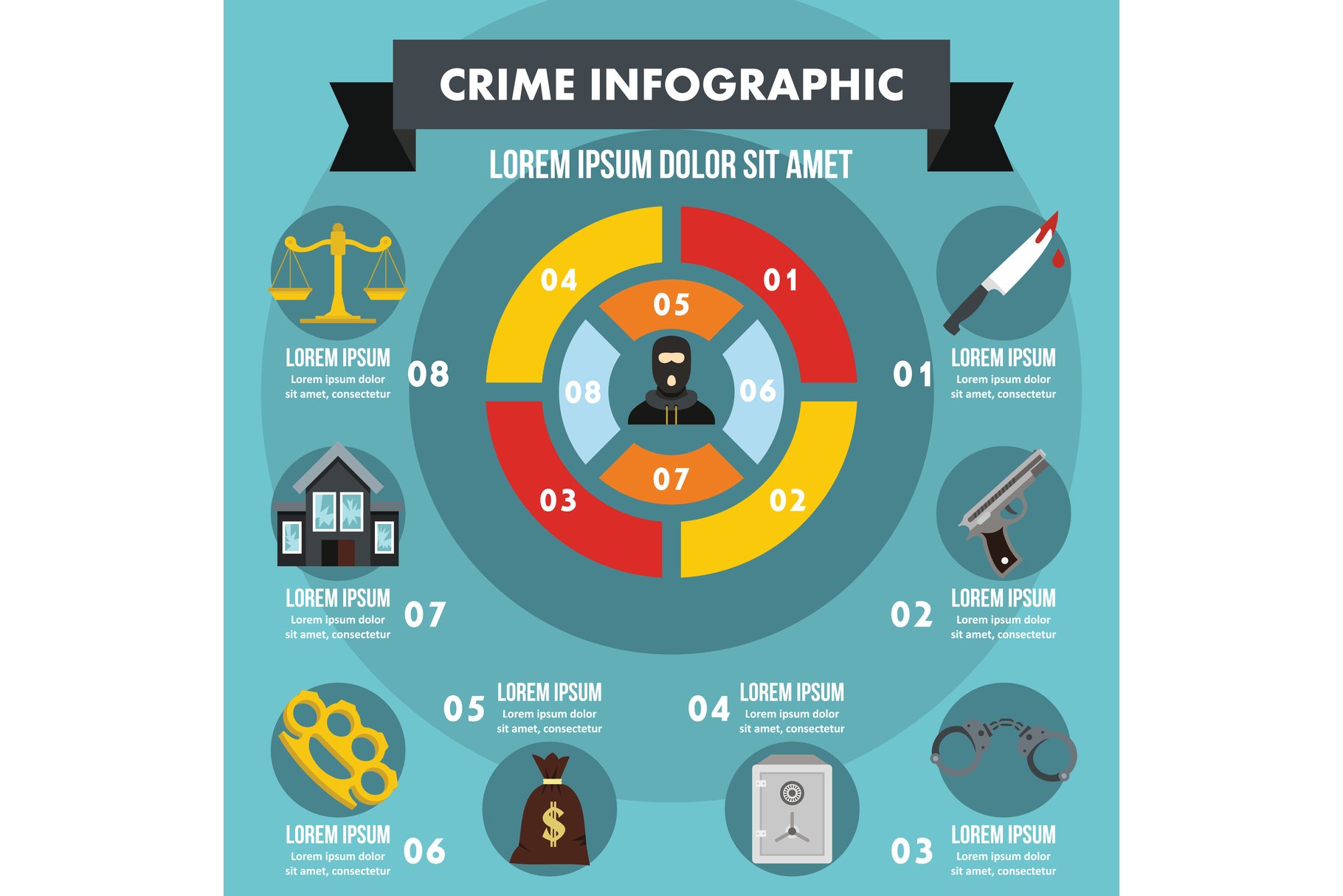 Crime infographic concept, flat style (308203) | Icons | Design Bundles