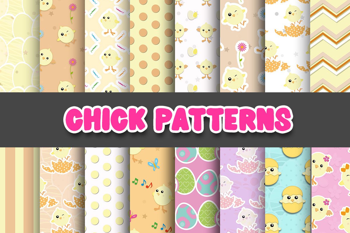 Chick Digital Paper Patterns (1281627) | Patterns | Design Bundles