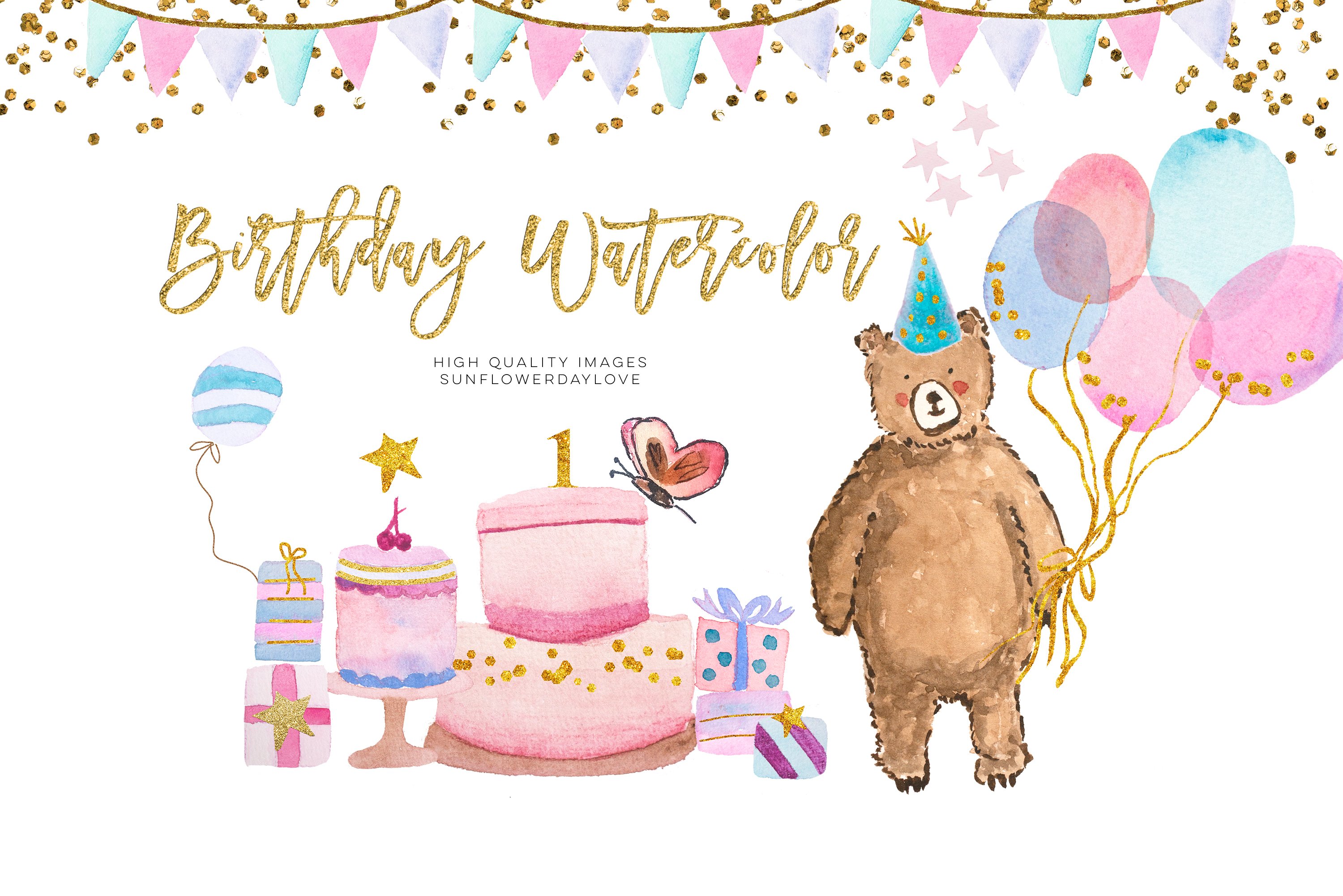 animal birthday watercolor clipart, Watercolor little animal (554114 ...
