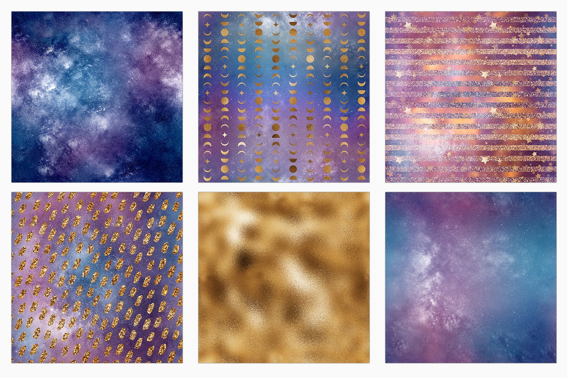 Galaxy Gold Digital Paper Set (555031) | Patterns | Design Bundles