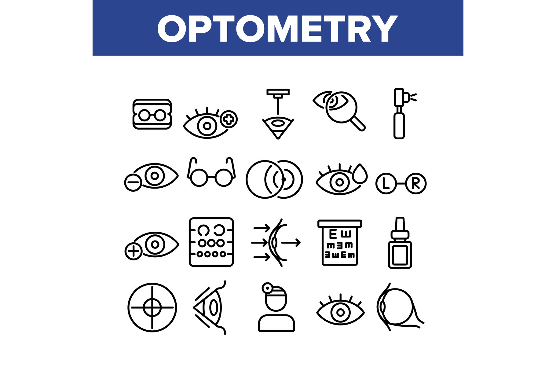 Optometry Eye Health Collection Icons Set Vector (576882 ...
