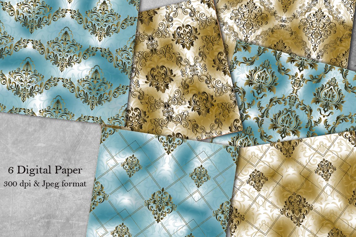 Victorian damask seamless pattern. Collection of papers (1078971 ...