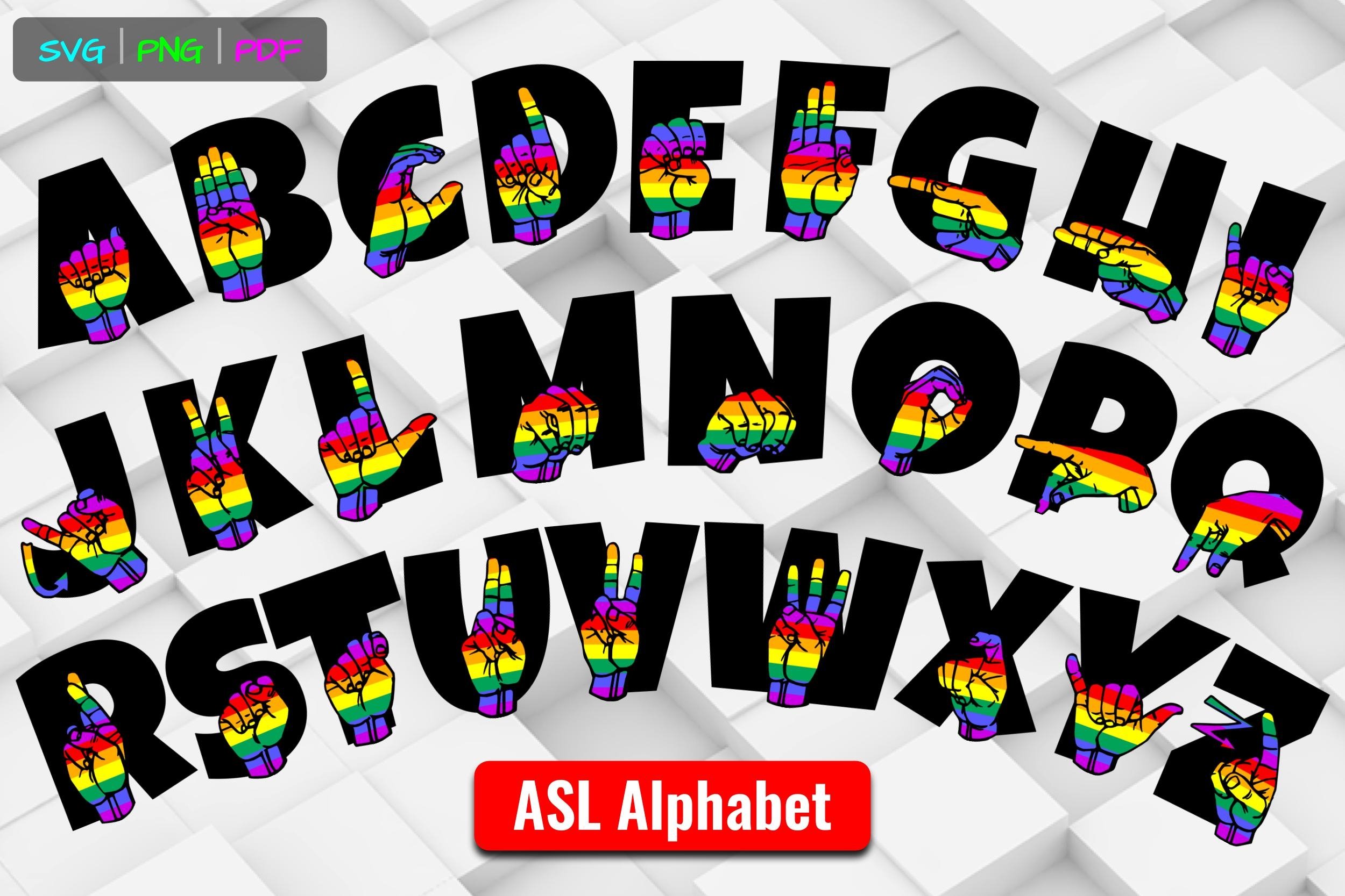 ASL ABCs Rainbow OnText American Sign Language SVG Cut Files (1045236 ...