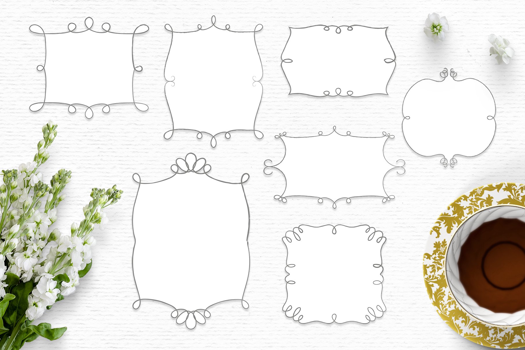 Doodle frame clipart, vintage frame clipart, whimsical (252137 ...