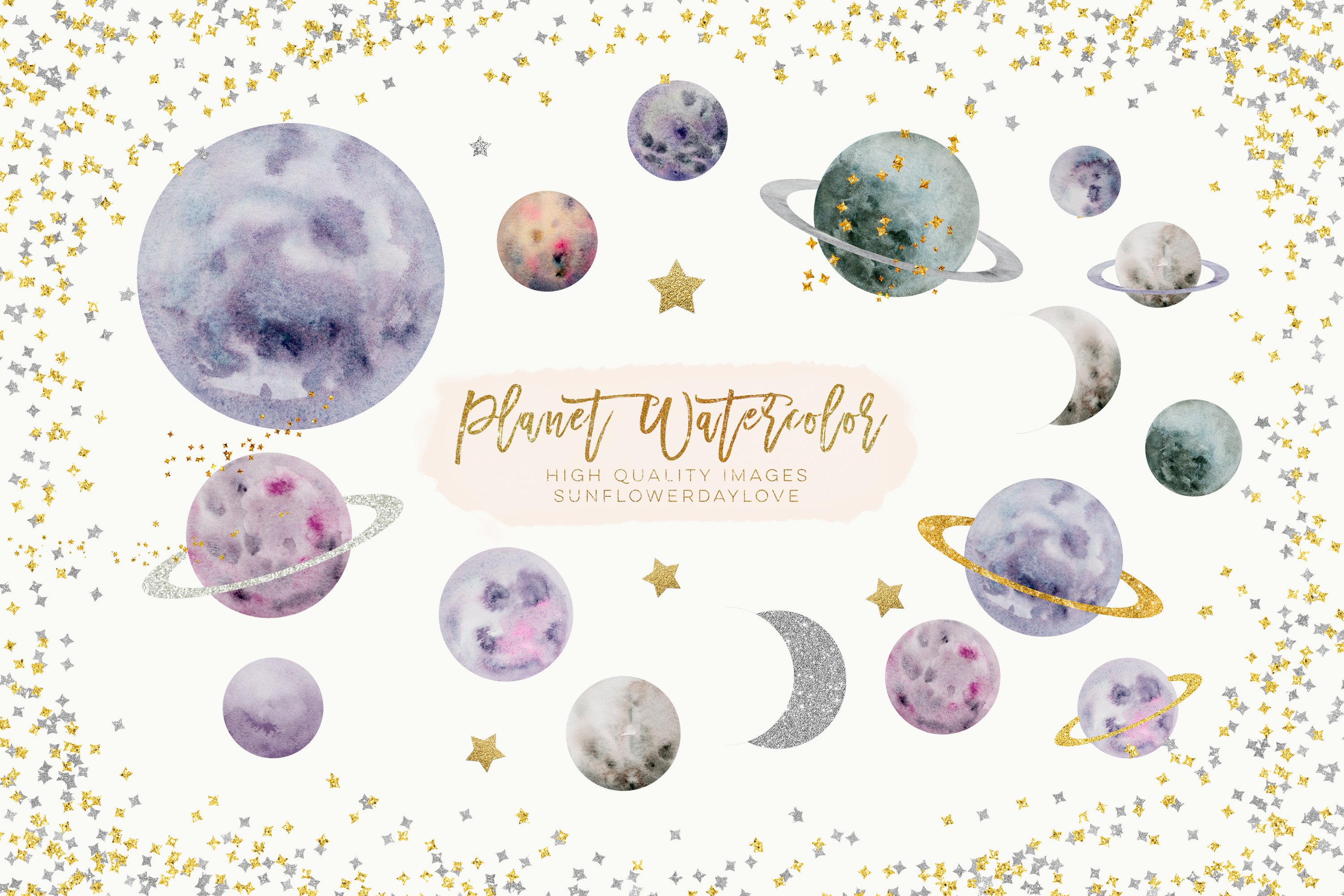 Planets watercolor clipart, planet clip art, solar space (844242 ...