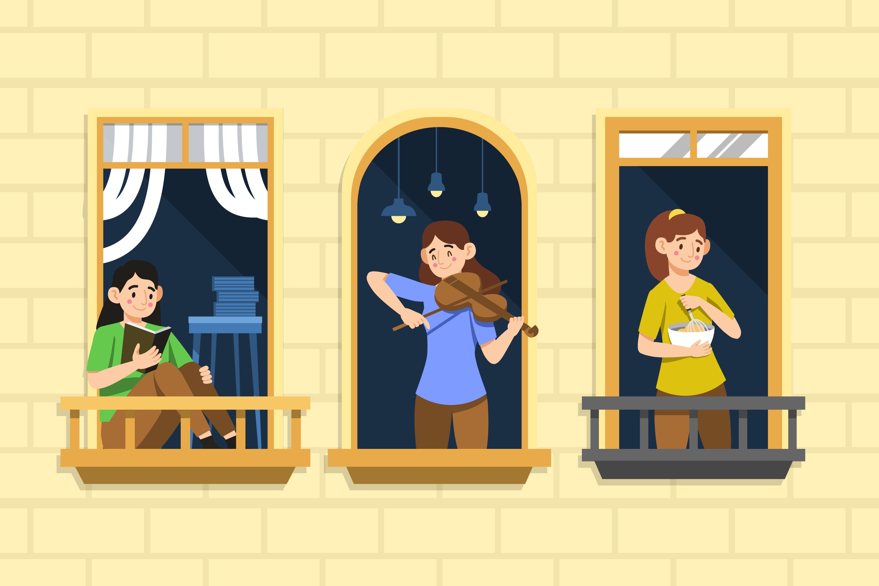 People Doing Leisure Activities on Balcony