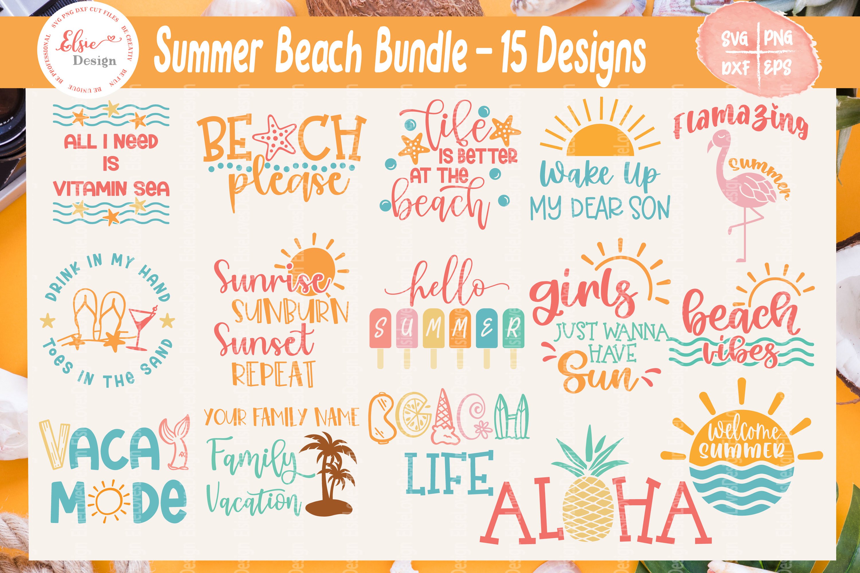 Summer Beach Bundle SVG Cut Files (730806) | Cut Files | Design Bundles
