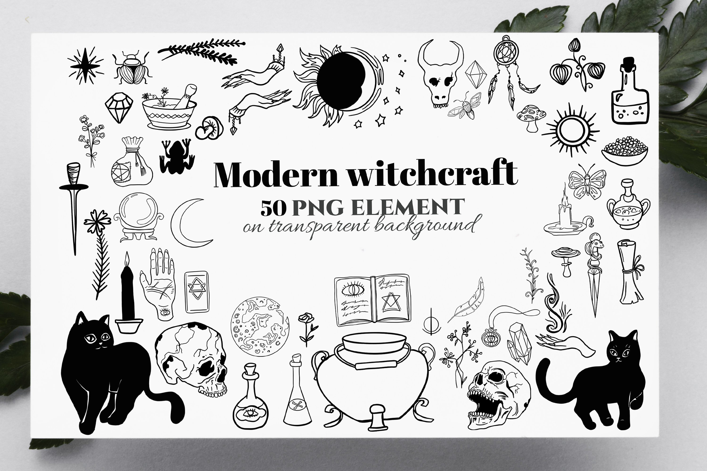 Magic, Occult, Witchcraft, Spiritual clipart set. Outline. (929744 ...