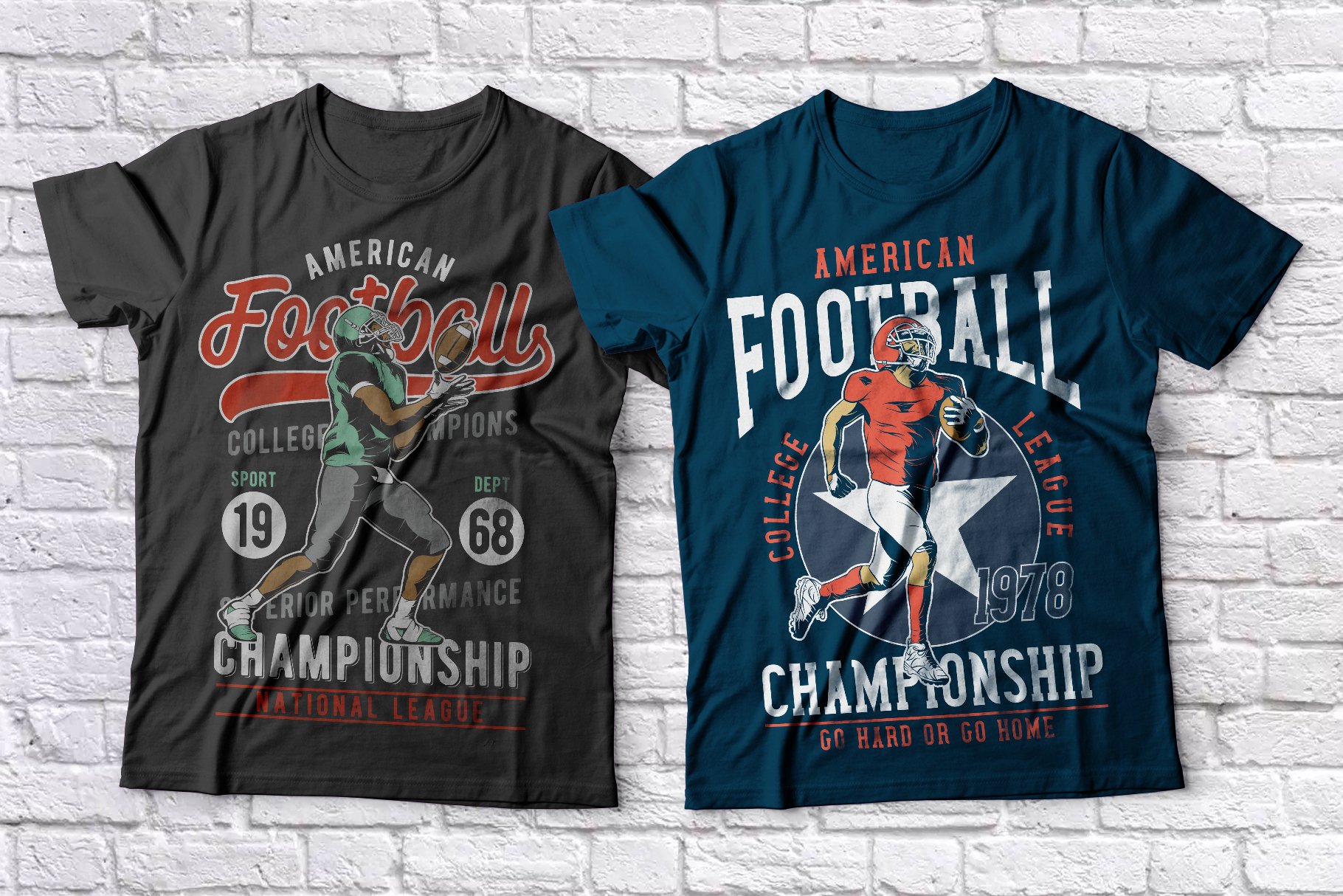American football t-shirts set (361491) | Illustrations | Design Bundles