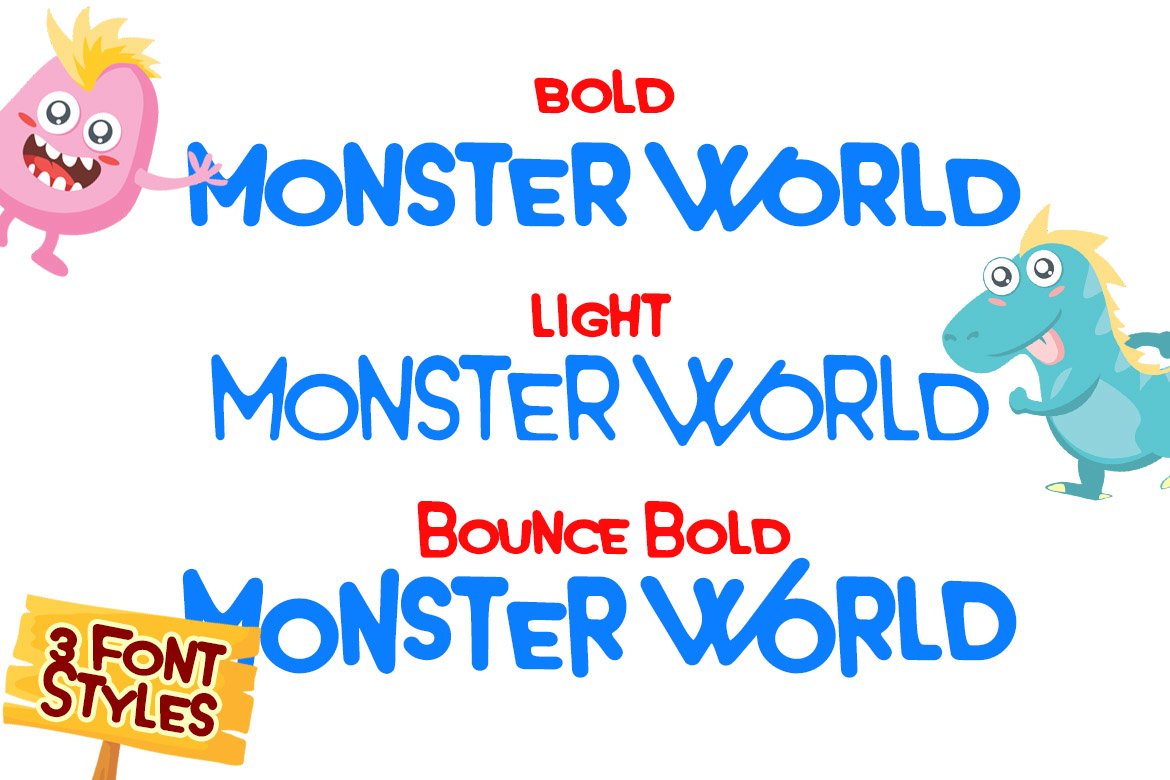 Monster World Font Family & Fun Vector Pack (230149) | Regular | Font ...
