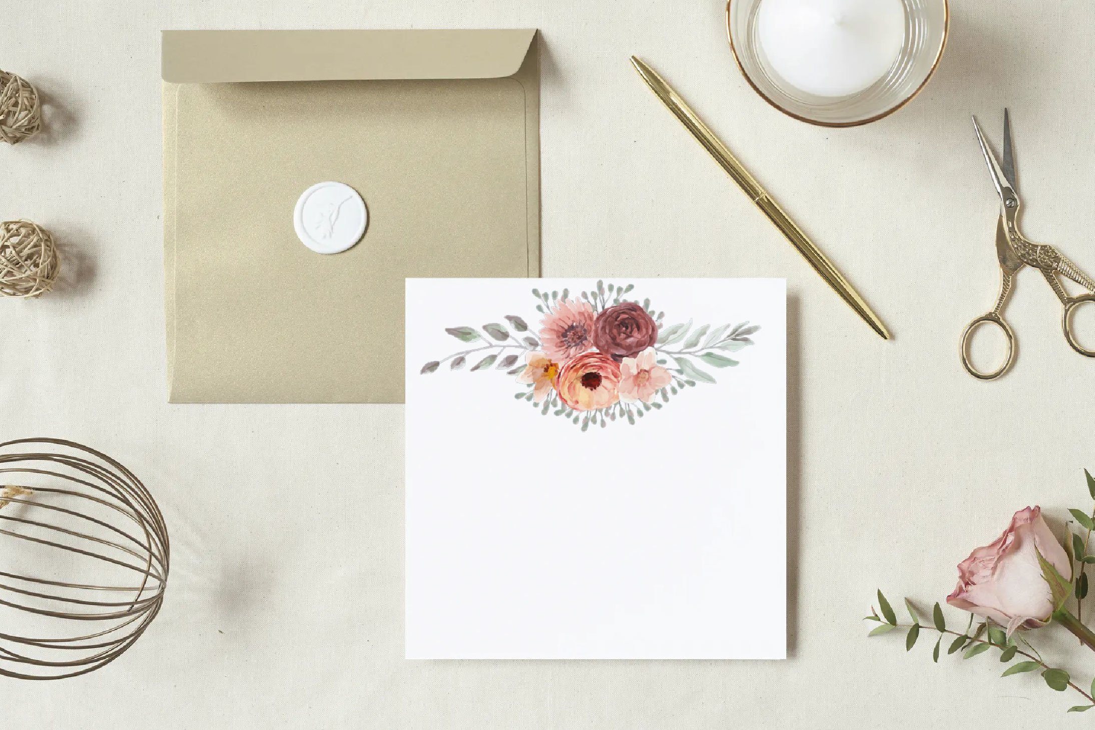 Rust and blush pink bridal bouquets decor collection clipart (1148638 ...