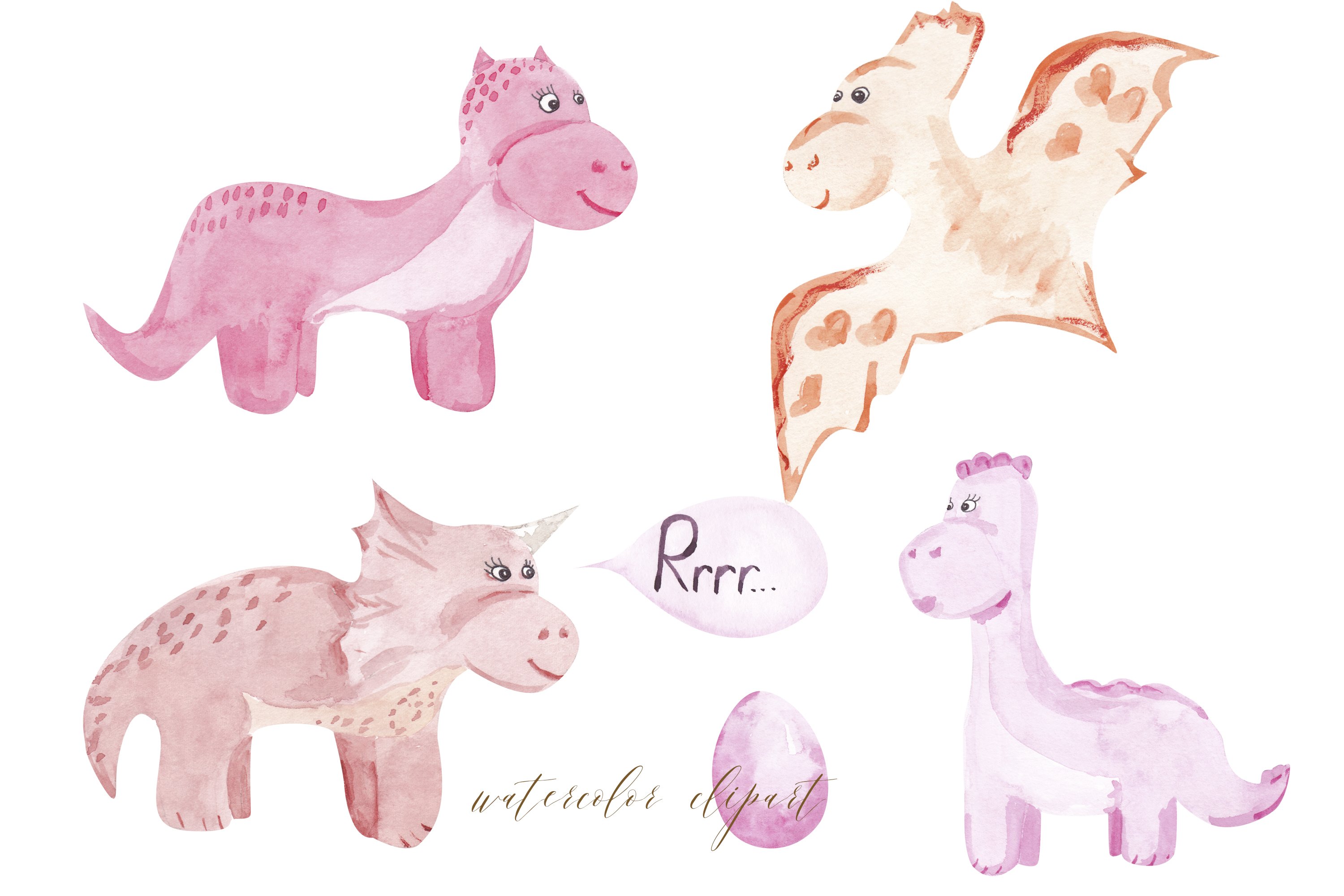 Watercolor cute dinosaur clipart PNG, funny dino (1178400 ...