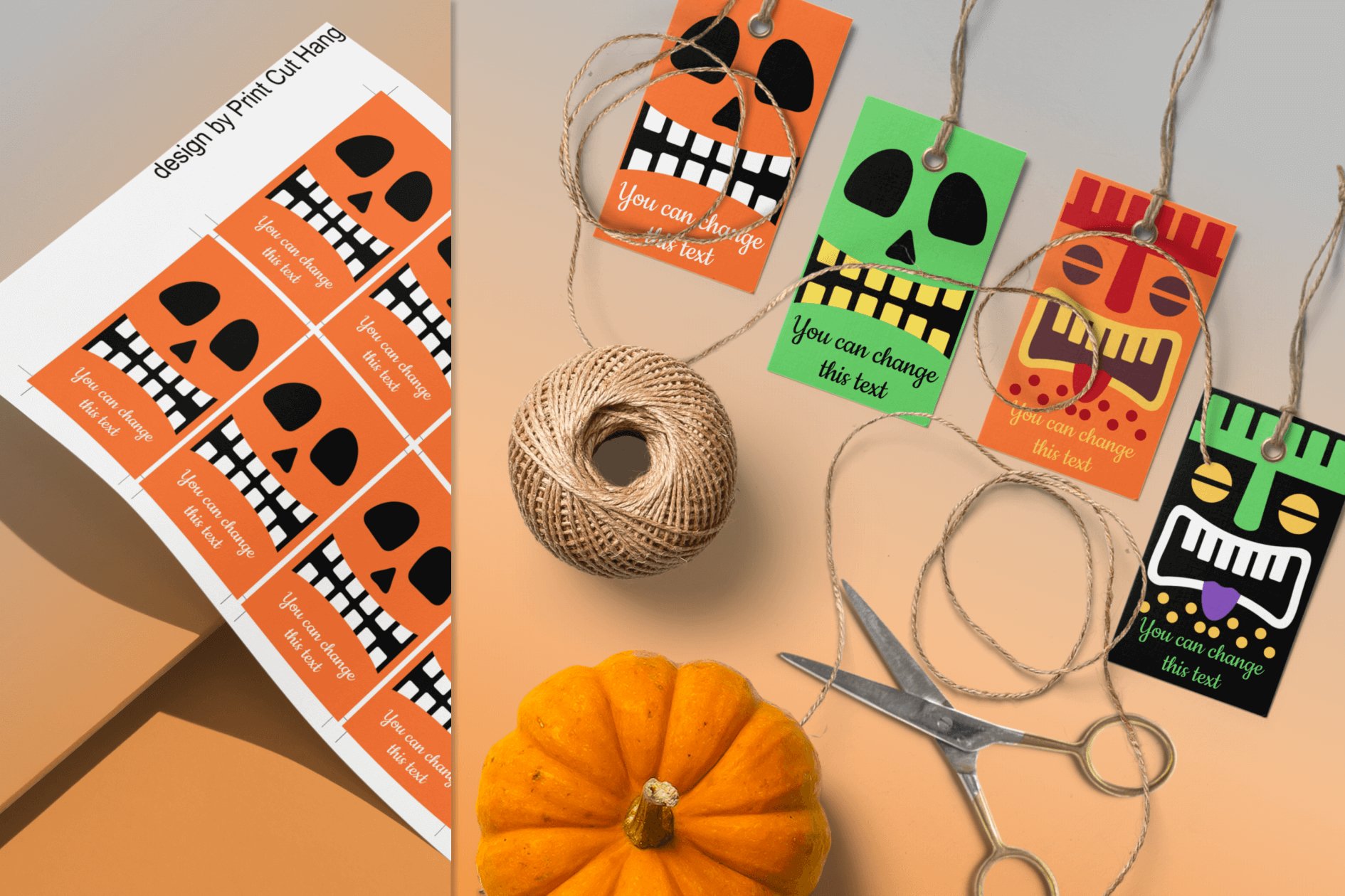 Printable Halloween Favor Tags Set of 8 Editable PDF