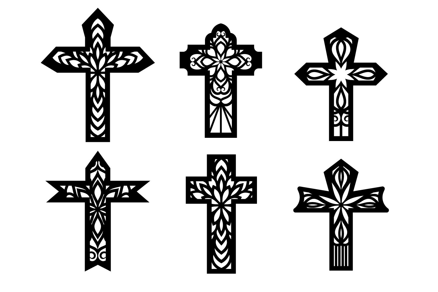 Papercut Cross Set, Mandala Cross, Floral, Religious Symbols