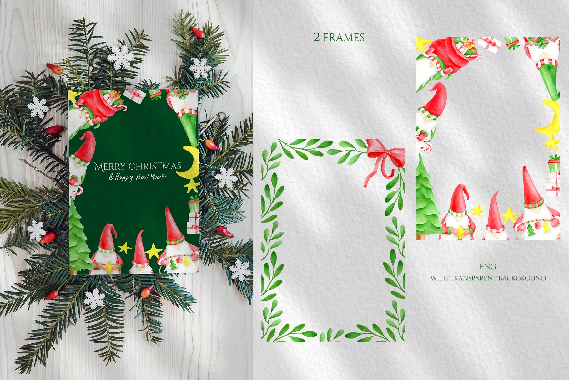 Watercolor Christmas Gnomes PNG clipart collection (1083420 ...