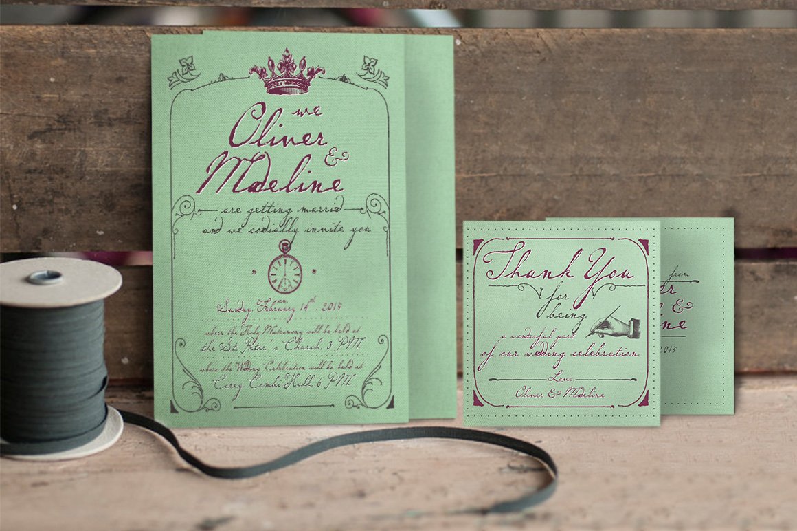 1900 Paris Wedding Invitation (20106) | Card and Invites | Design Bundles