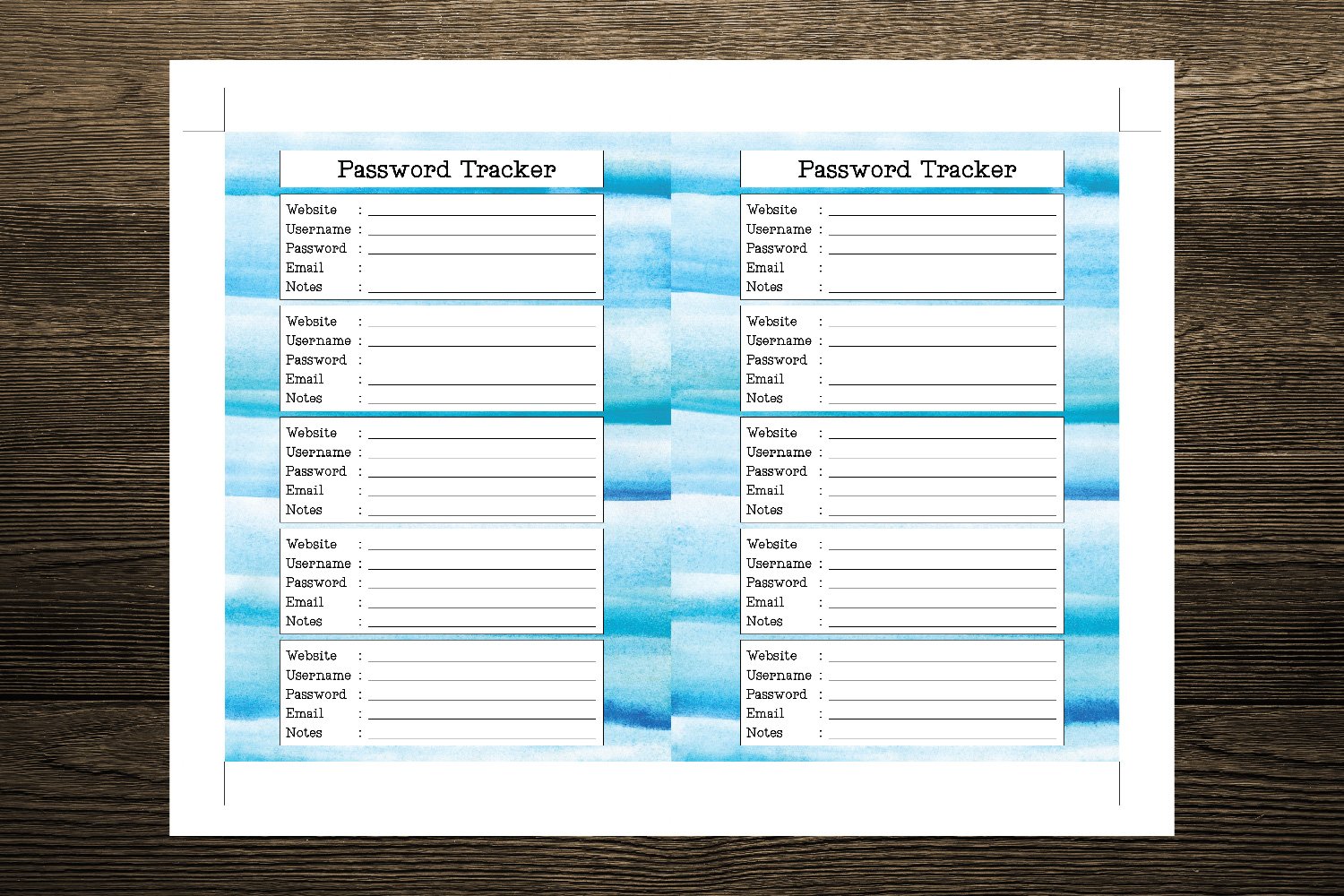 Abstract Password Tracker B6 Size Notebook Inserts