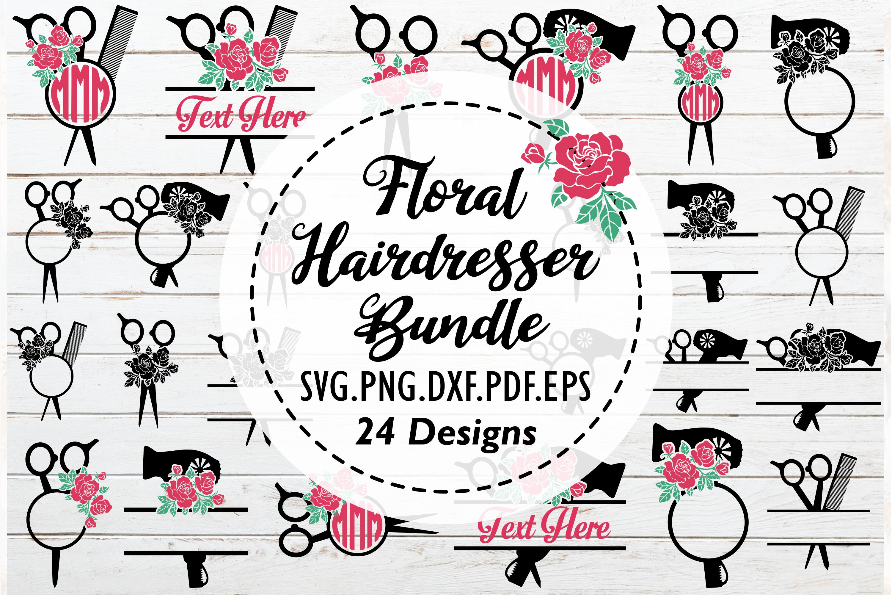 Floral Hairstylist bundle, Barber bundle,Hairdresser SVG,DXF (769096 ...