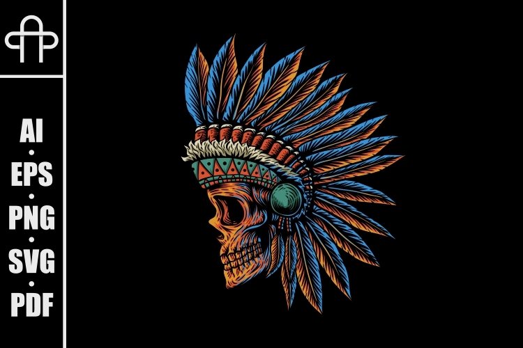 skull indian side position vector illustration (1038314 ...