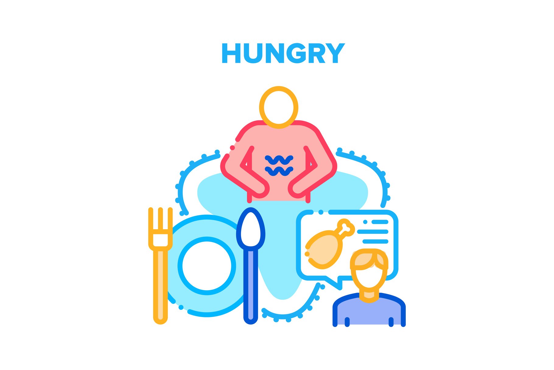 Hungry Human Vector Concept Color Illustration (1263383 ...