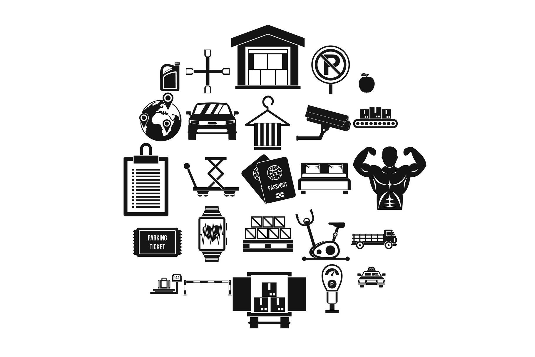 Porter icons set, simple style (504222) | Icons | Design Bundles