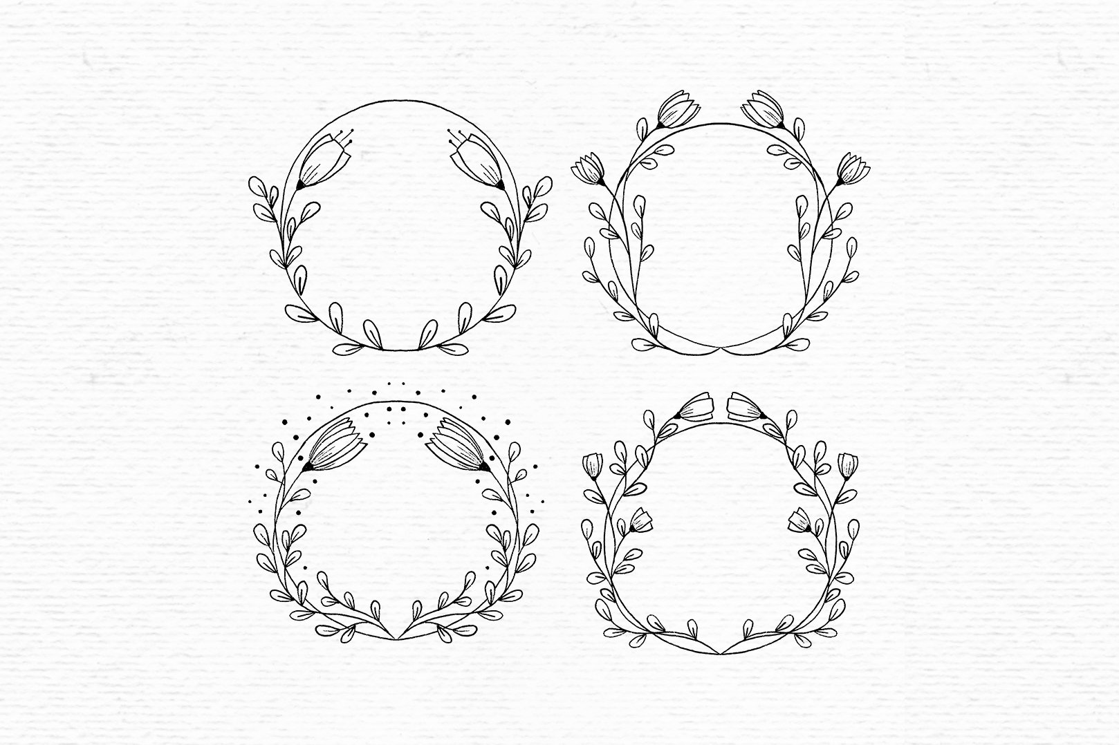 Vintage floral digital stamps | Flower clipart frames