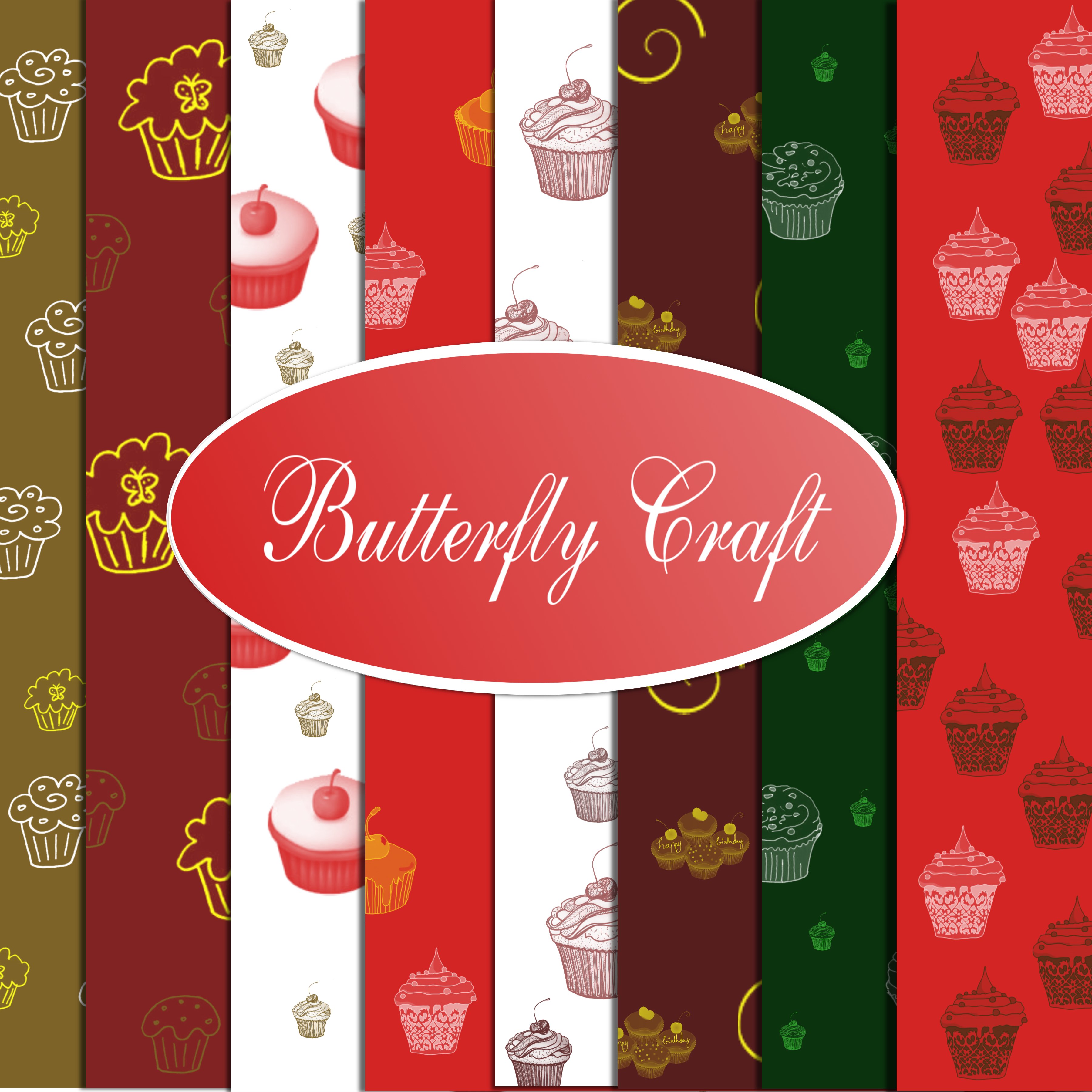 Cupcake Digital Papers, Tea Time Papers, Muffins digital (85621 ...