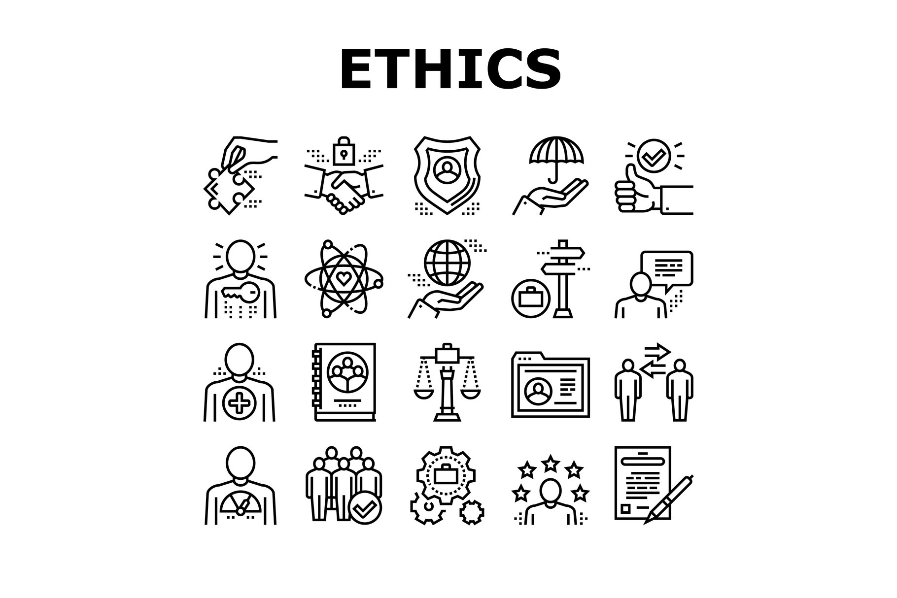Business Ethics Moral Collection Icons Set Vector (871531) | Icons ...