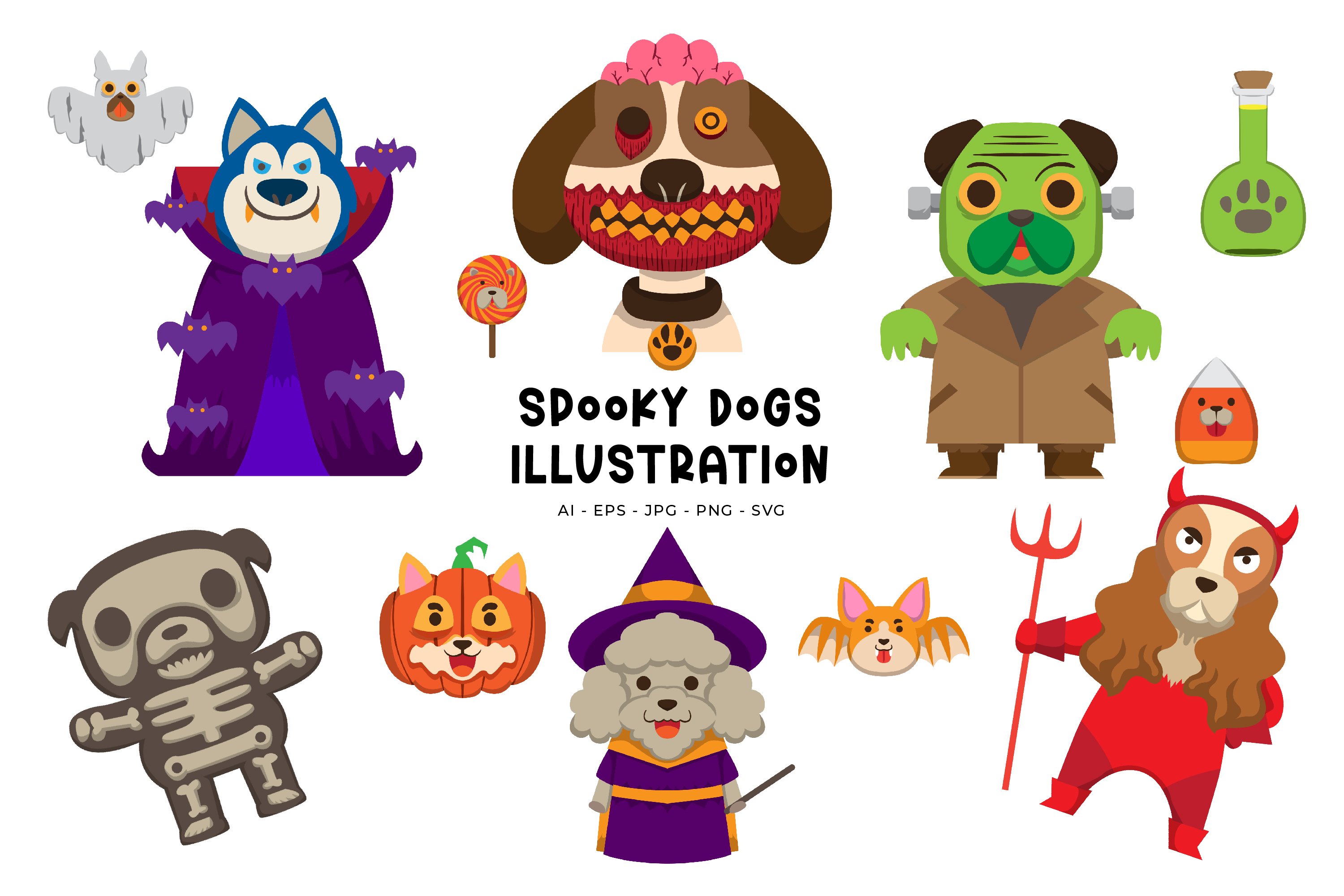 Spooky Dogs Illustration