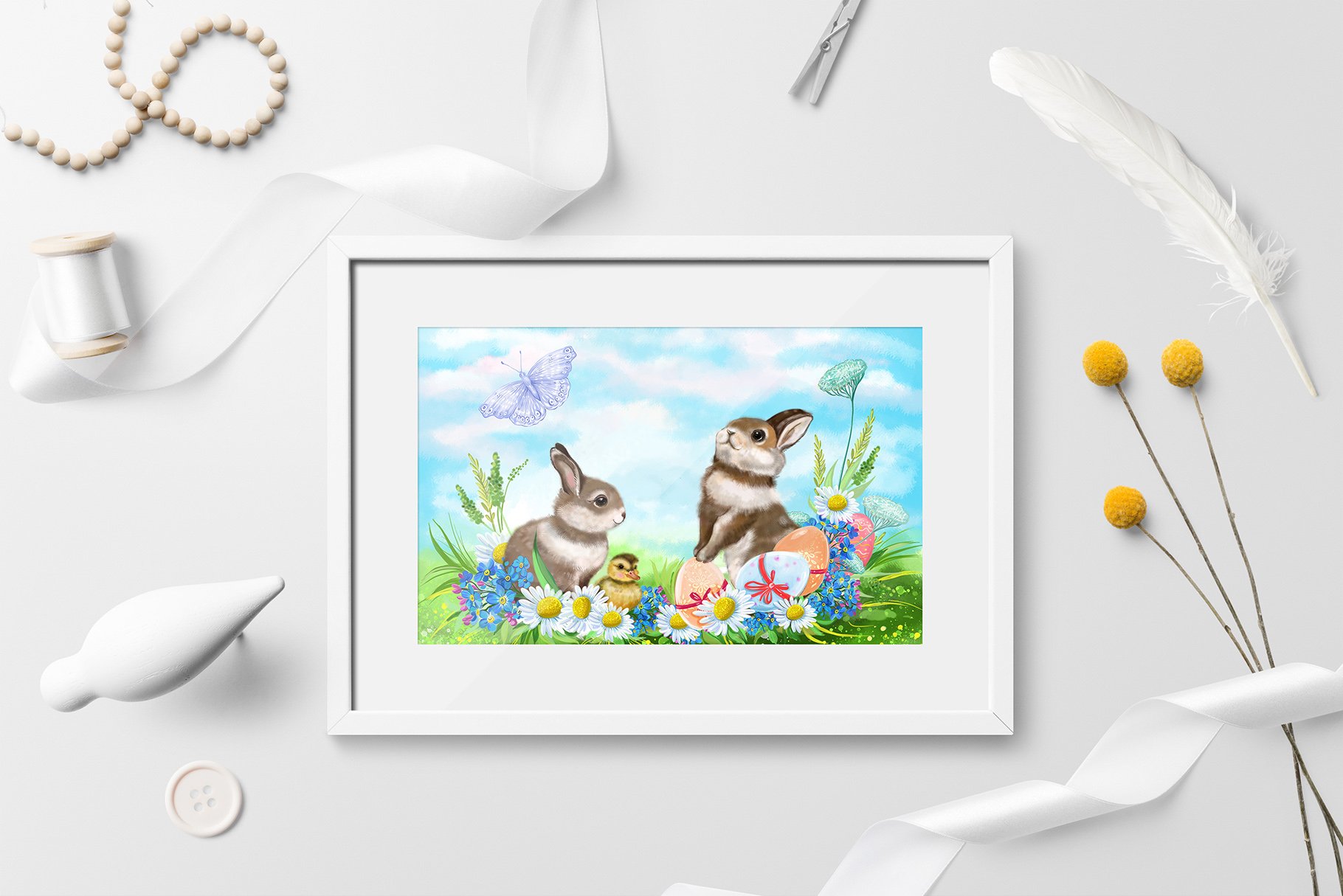 Easter Clipart Rabbits, Easter Bunny (1168936) | Illustrations | Design ...