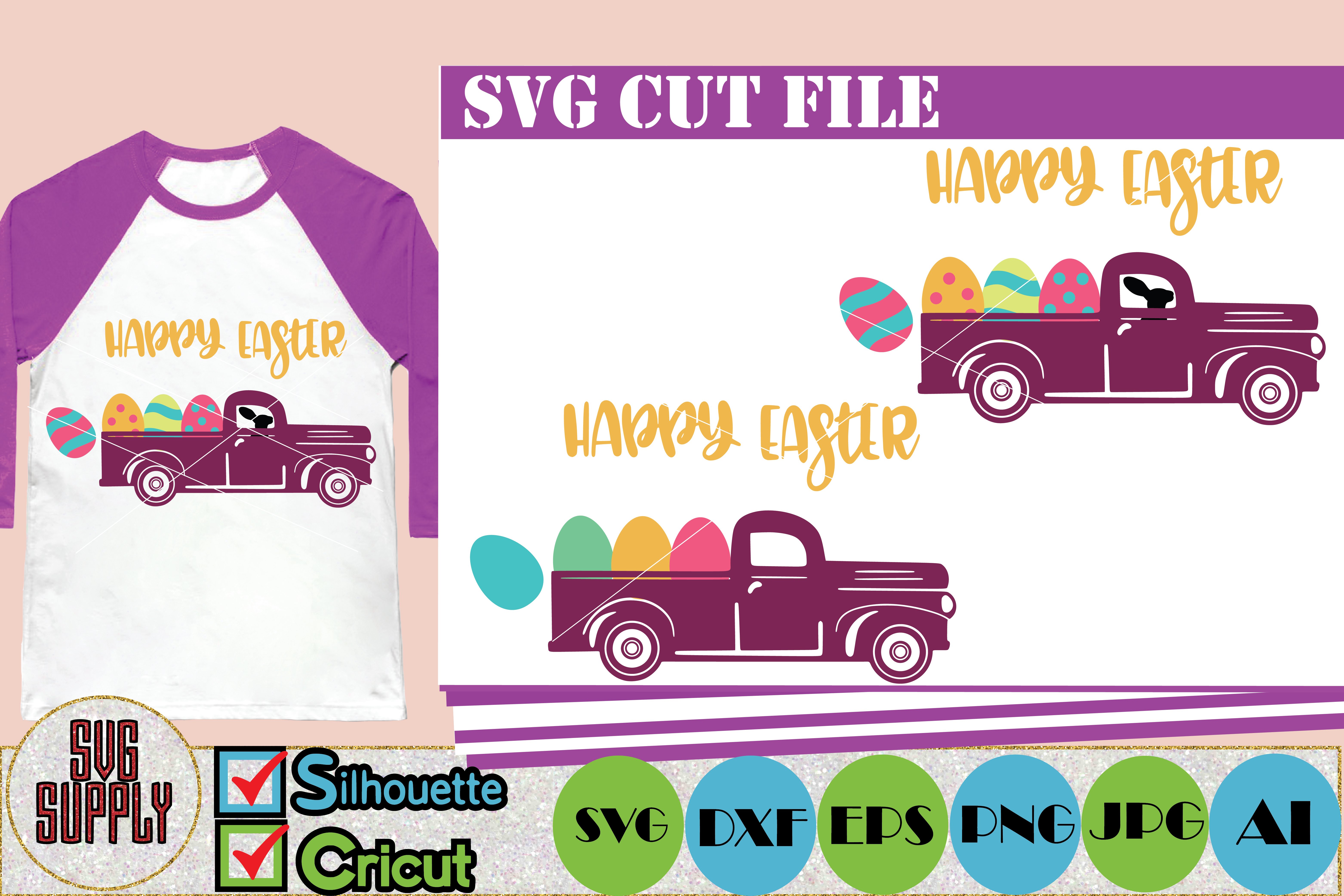 Easter Truck SVG Cut File Happy Easter SVG Cut File (64823) | Cut Files ...