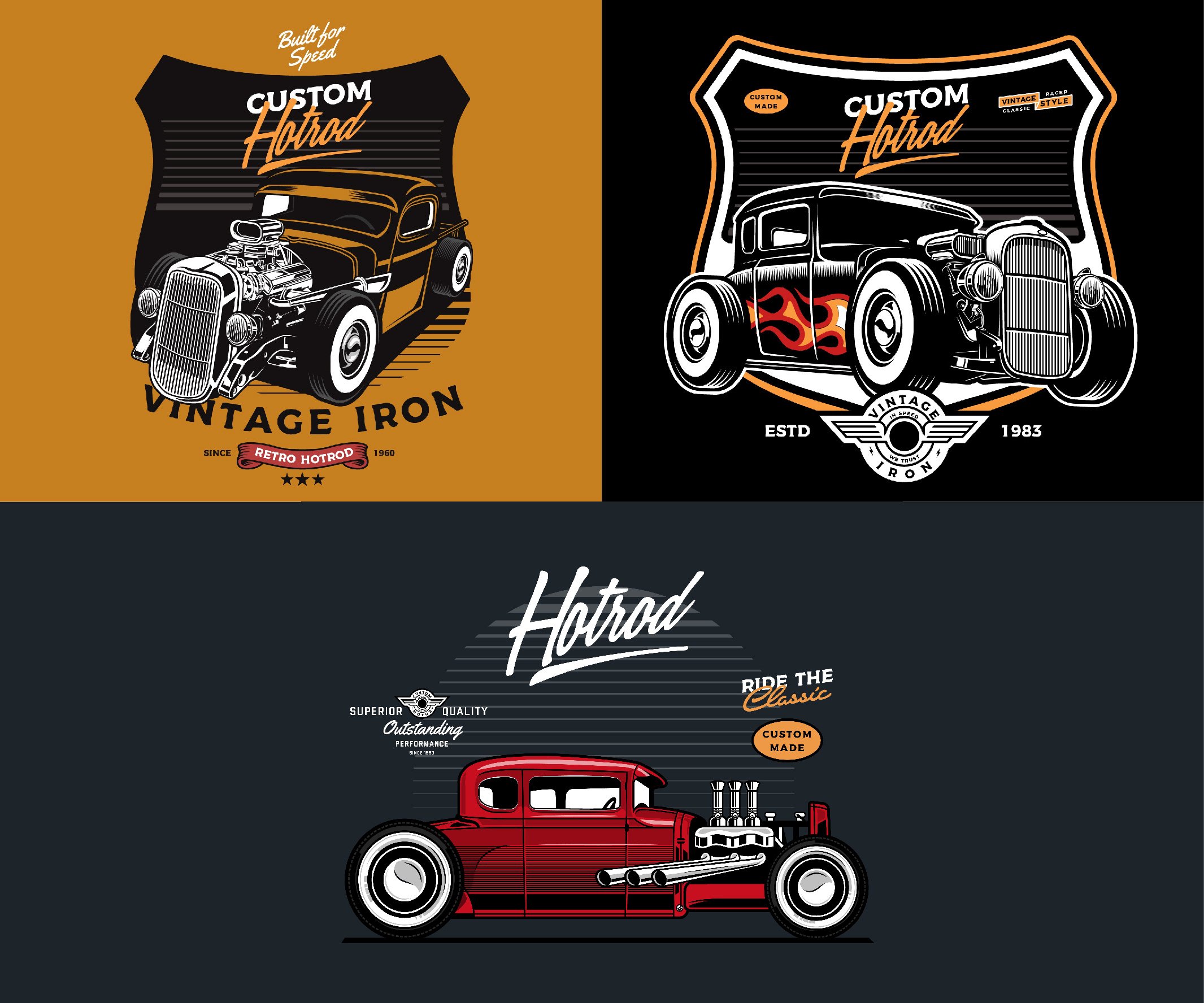 Hotrod Vector cars (544445) | Illustrations | Design Bundles