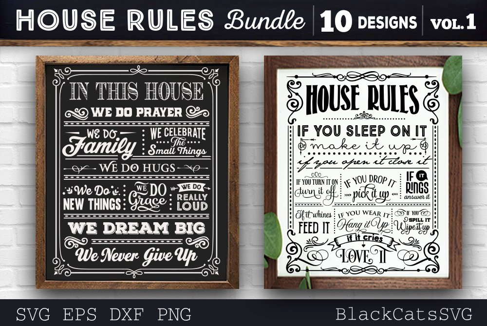House Rules Bundle SVG 10 designs vol 1 (1091075) | Cut Files | Design ...