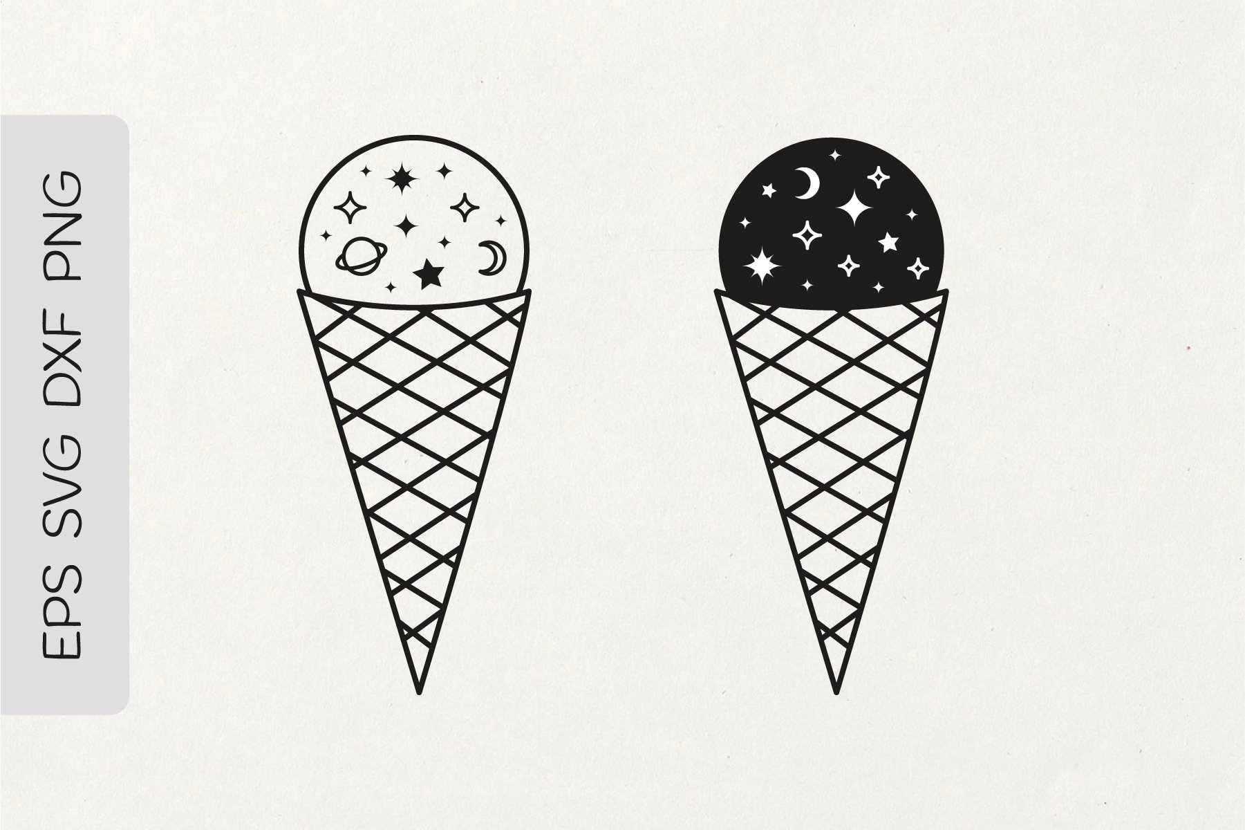 Ice Cream Cones Black And White
