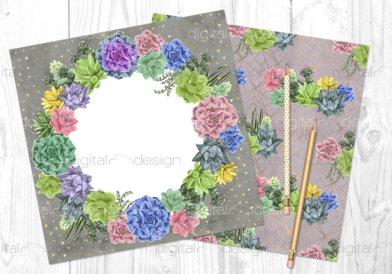 Succulent Plants - Digital Pattern (382312) | Patterns | Design Bundles