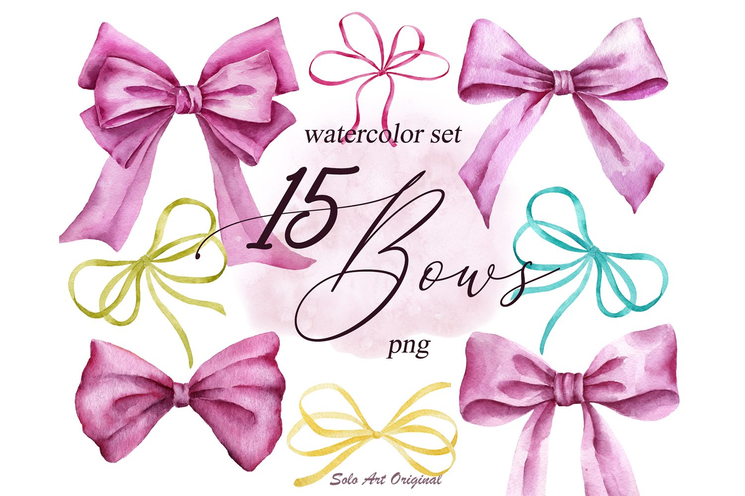Colorful bows Clipart set Valentine's day Watercolor (1809154 ...