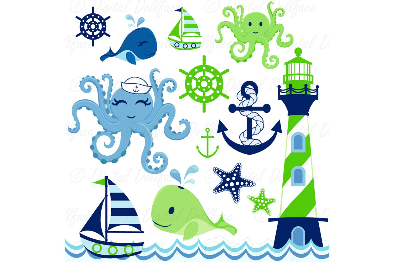 Nursery Nautical Clipart / Toddler Boy Sea Creatures (446945 ...